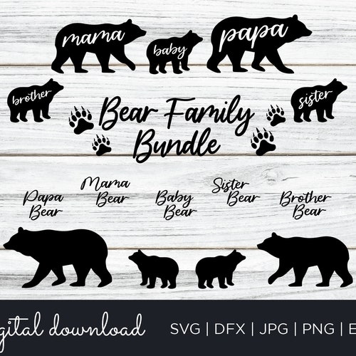 Bear Family Svg Bear Paw Svg Cricut Cut File Cameo - Etsy