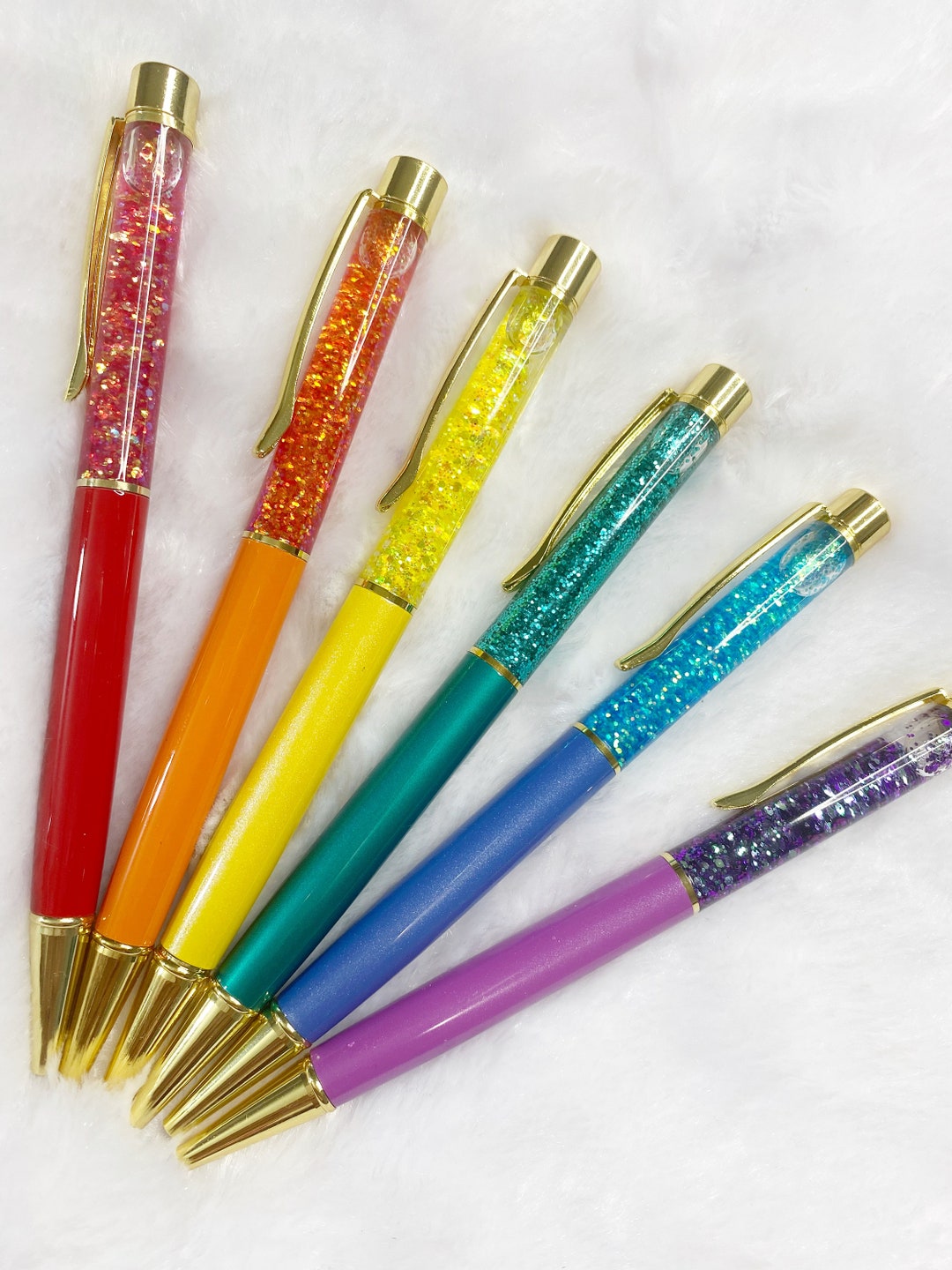 Floating Glitter Ballpoint Pen, Rainbow Glitter Set - Etsy