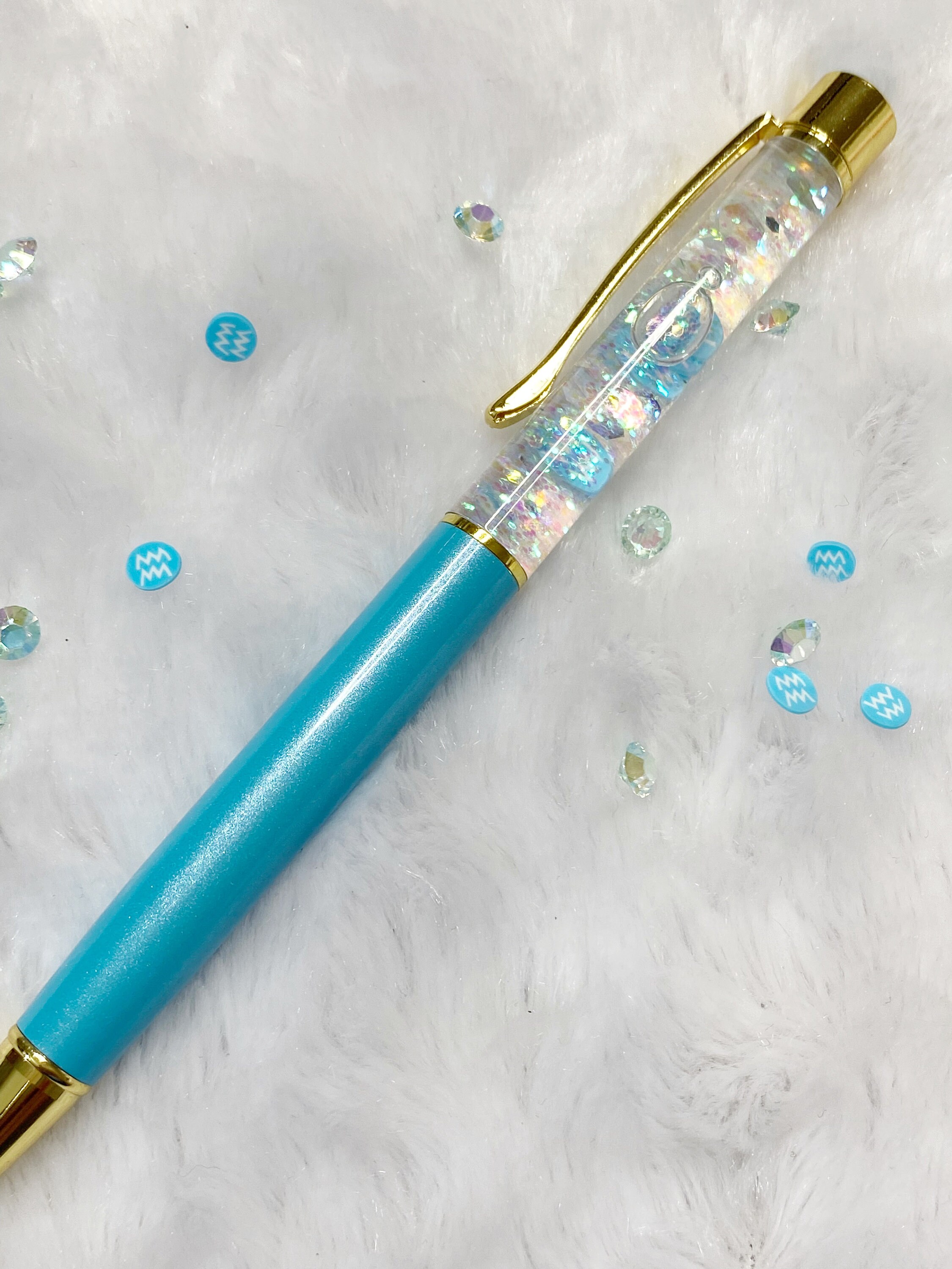 Aquarius Zodiac Pen Floating Glitter Pens Admin Gifts Gifts - Etsy