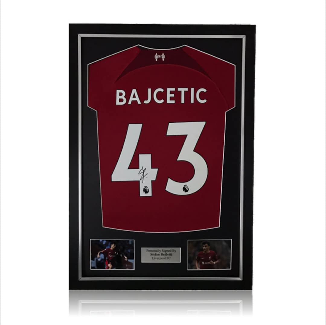 Stefan Bajcetic Hand Signed Liverpool 2022-23 Home Shirt in Deluxe ...