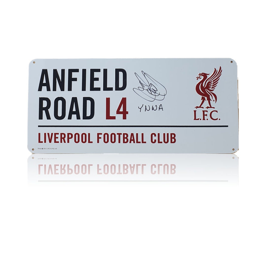 David James Hand Signed ‘anfield Road’ Metal Sign - Etsy