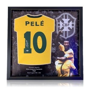 Pele Hand Signed Brazil Shirt in Deluxe Montage Classic Frame With ...