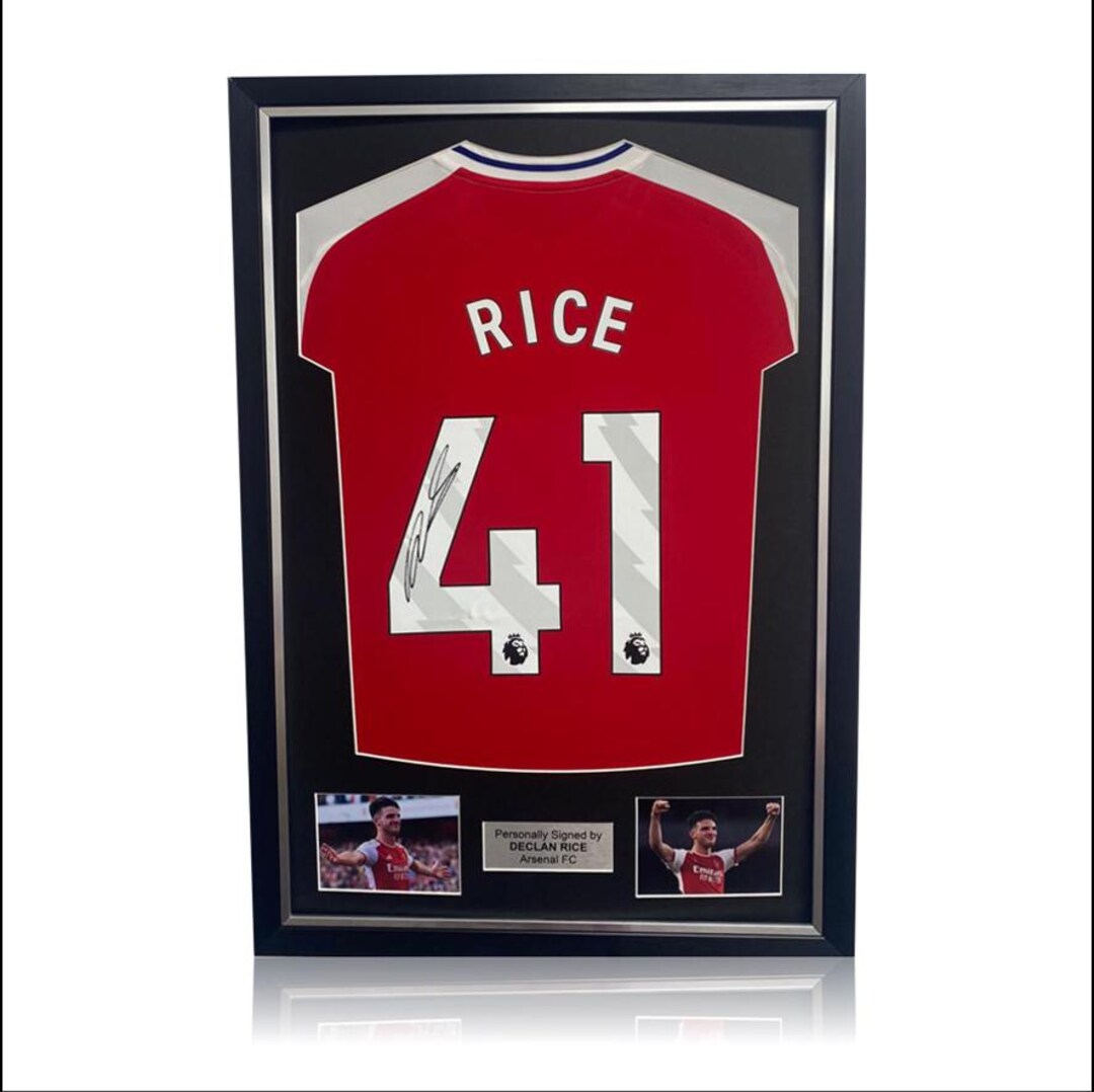 Declan Rice Hand Signed Arsenal 2024-25 Home Shirt in Deluxe Classic ...