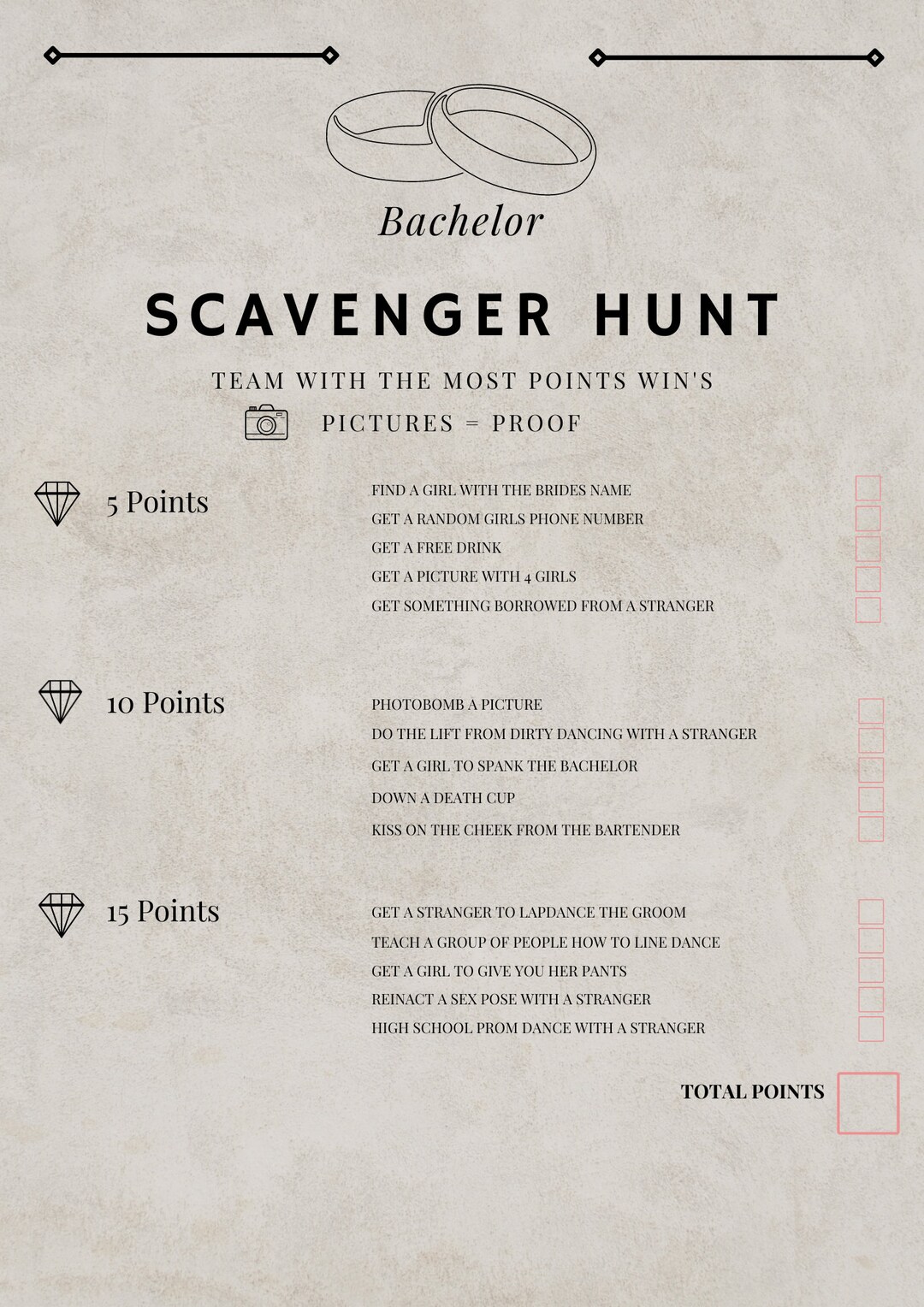 Bachelor Scavenger Hunt Party Game, Stag Party Game Digital Download - Etsy