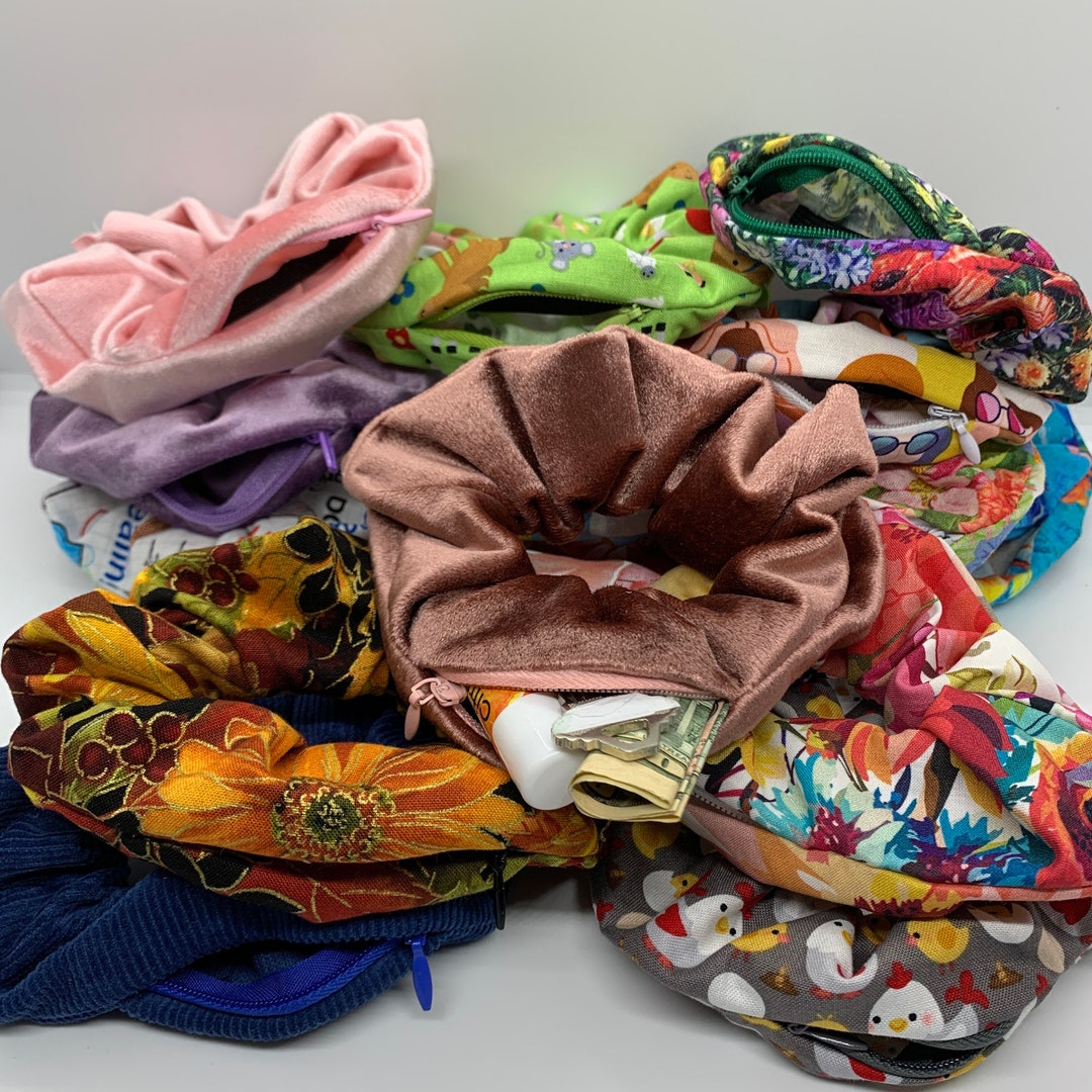 Zipper Pouch Scrunchie Bracelet | Scrunchie Purse | Mini Bag | Wallet ...