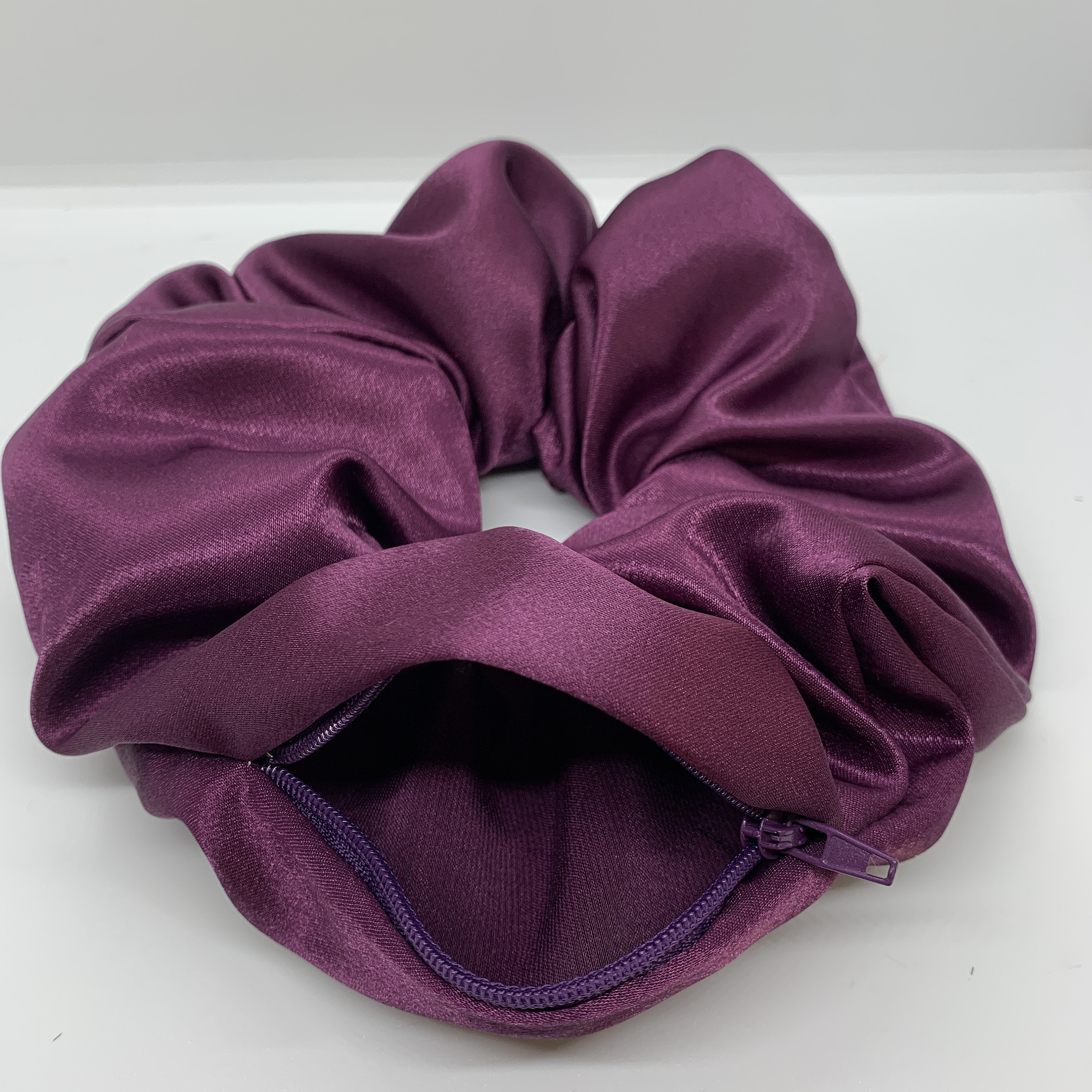 Oversized Zipper Pouch Scrunchie Secret Stash Satin Scrunchie Pocket ...