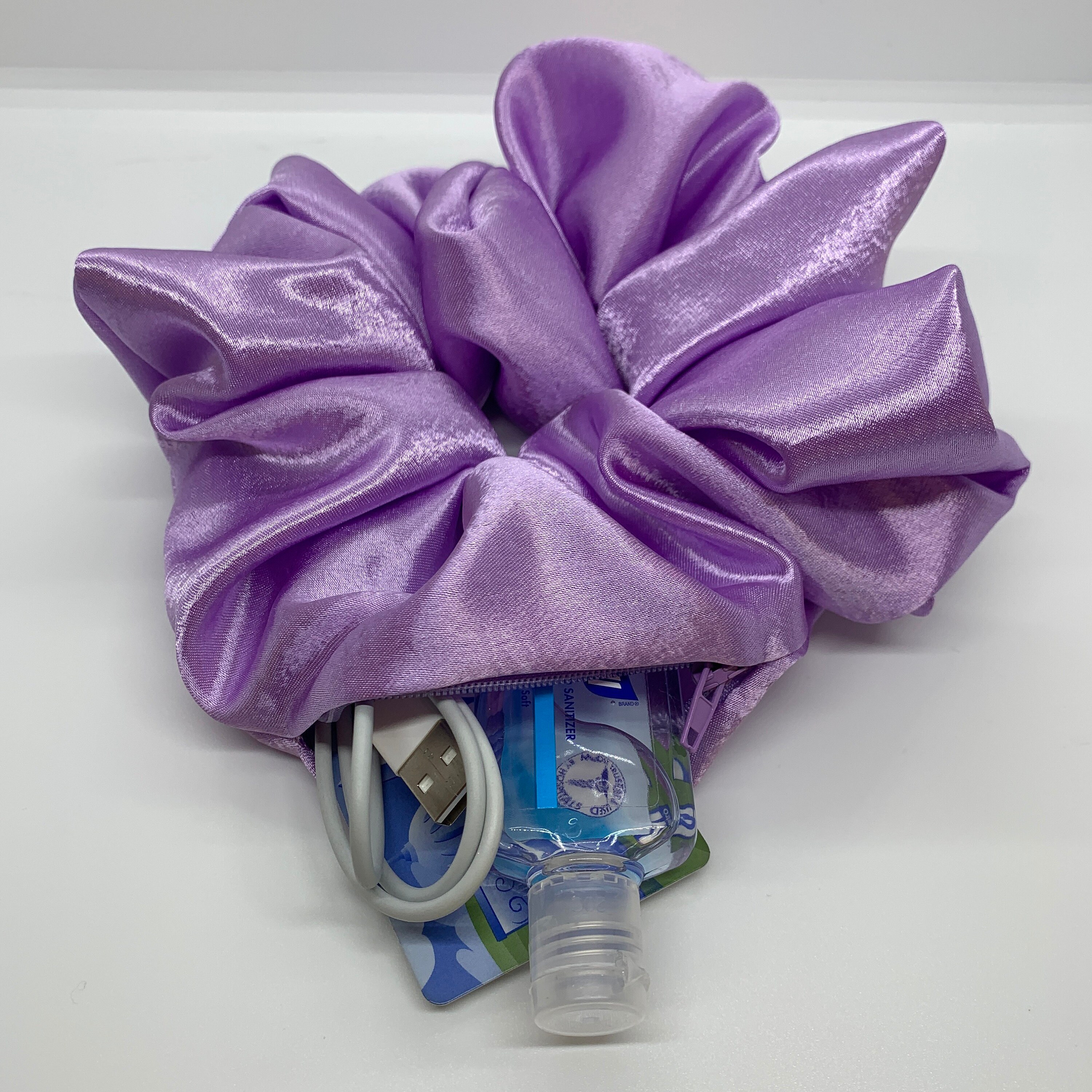 Oversized Zipper Pouch Scrunchie Secret Stash Satin Scrunchie Pocket ...