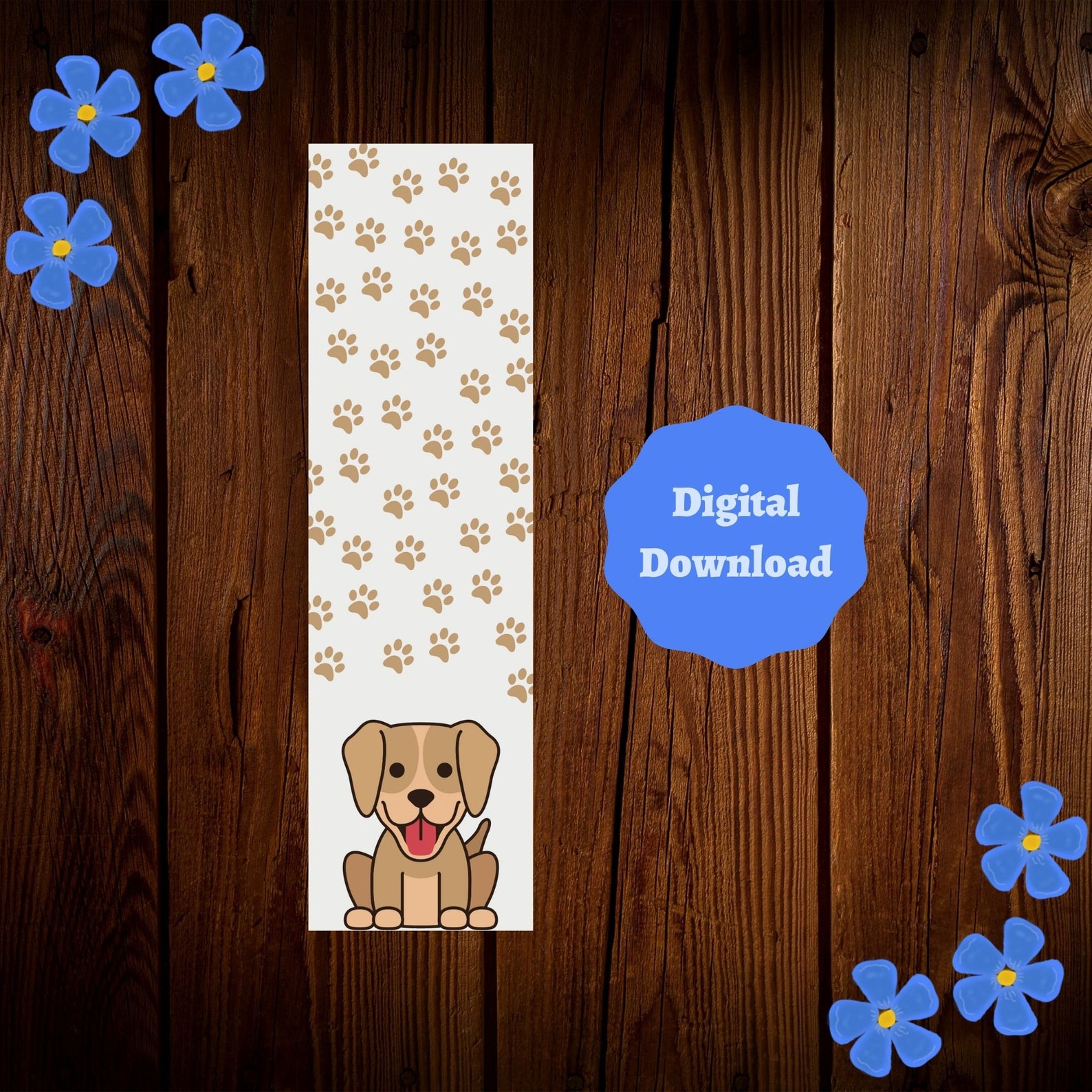Dog Paw Prints 2x7 Bookmark Printable Digital Download - Etsy