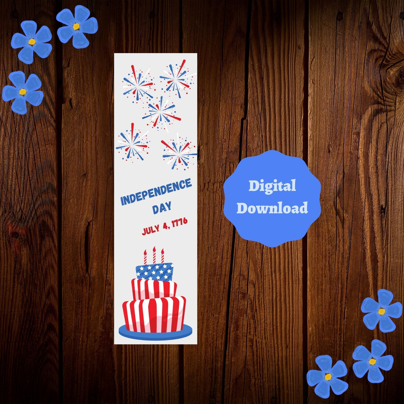 Fourth of July Independence Day Bookmark 2x7 Printable Digital - Etsy