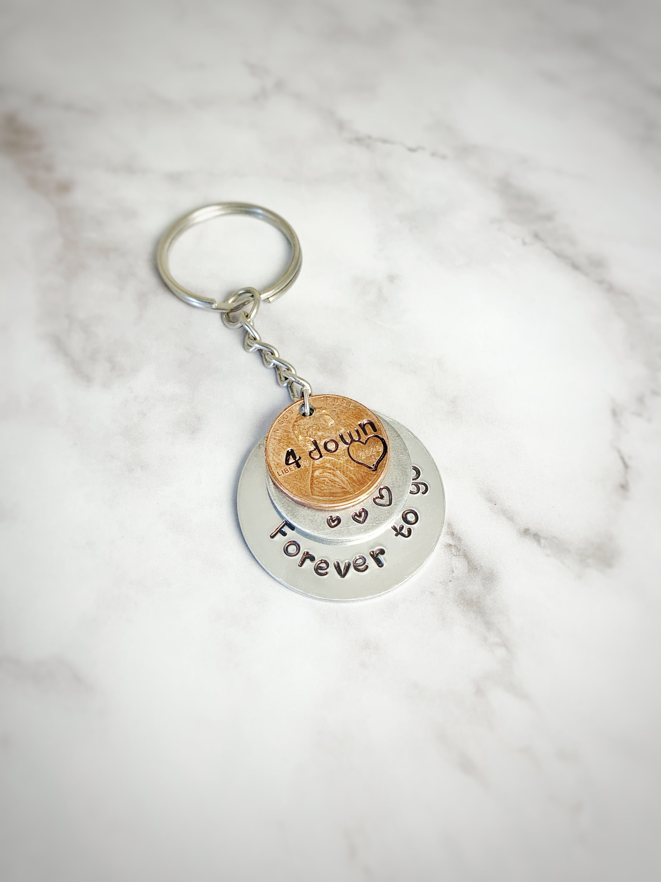 Custom Hand-stamped Anniversary Key Chain - Etsy