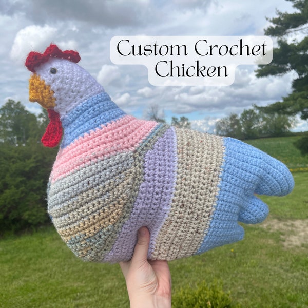 Large Emotional Support Crochet Chicken - Etsy