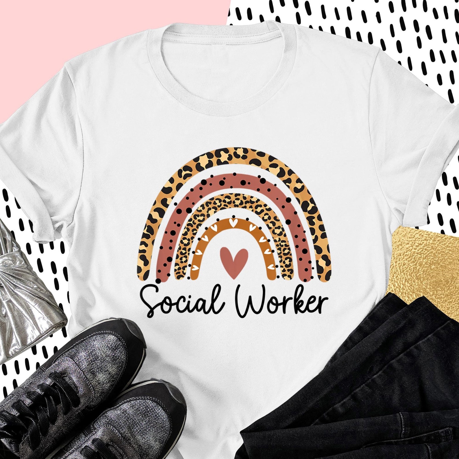 Social Worker Leopard Rainbow Social Work Mothers Day Fathers Etsy