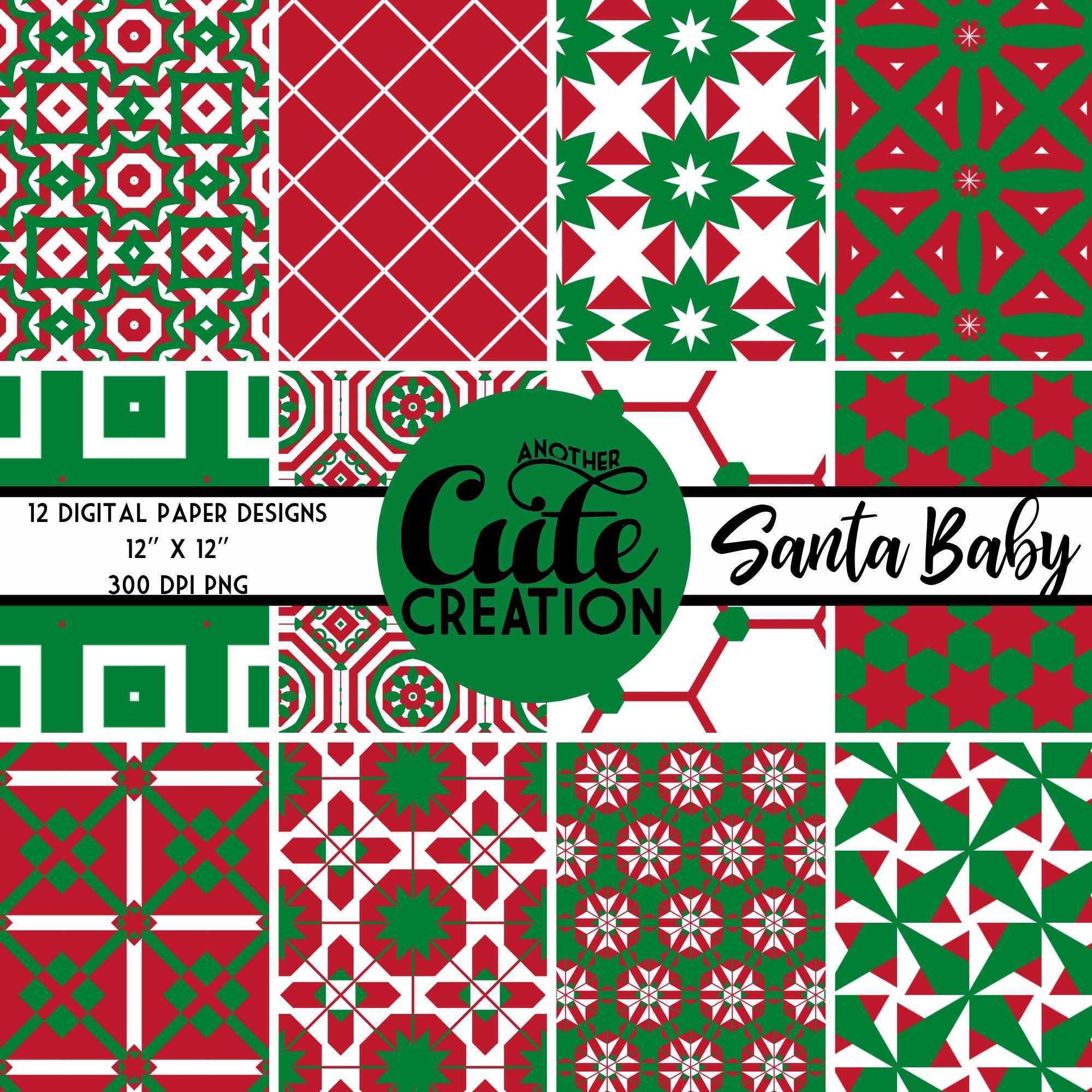 Santa Baby Digital Paper. Scrapbook Paper. Sublimation Digital Paper ...