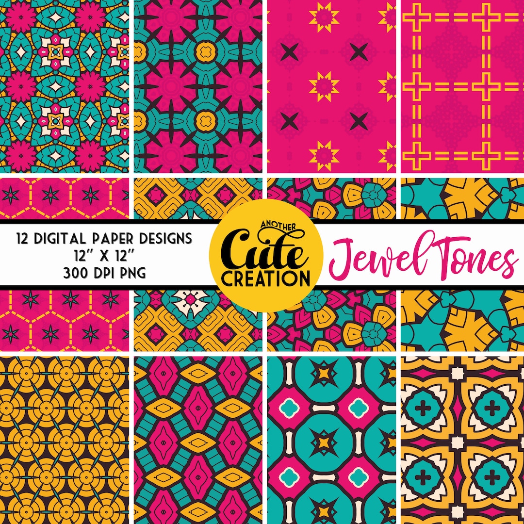 Jewel Tones Digital Paper. Scrapbook Paper. Sublimation Digital Paper ...