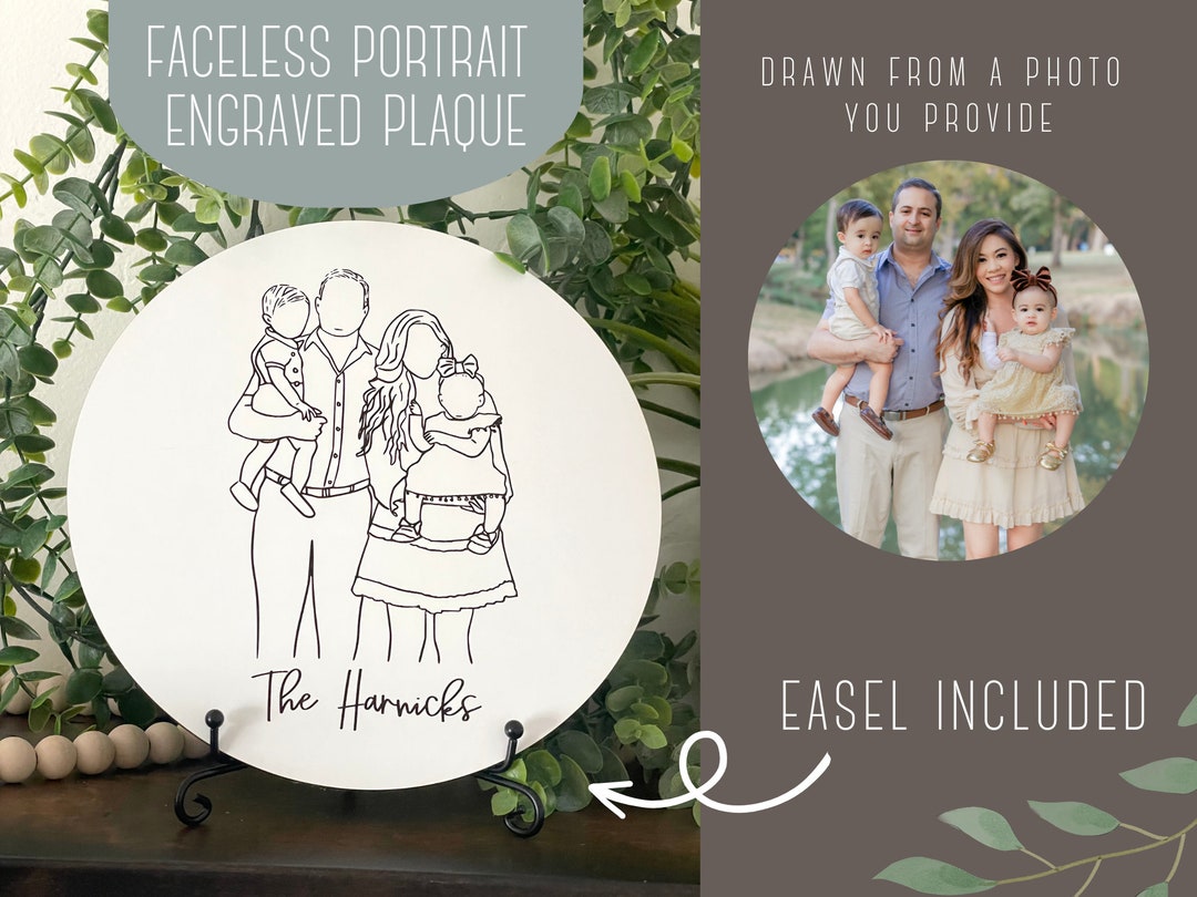Personalized Portrait Round Plaque With Easel | Personalized Photo Sign ...