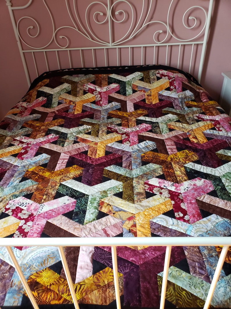 Escher Quilt, Double Quilt Made With Artisanal Patchwork Technique ...