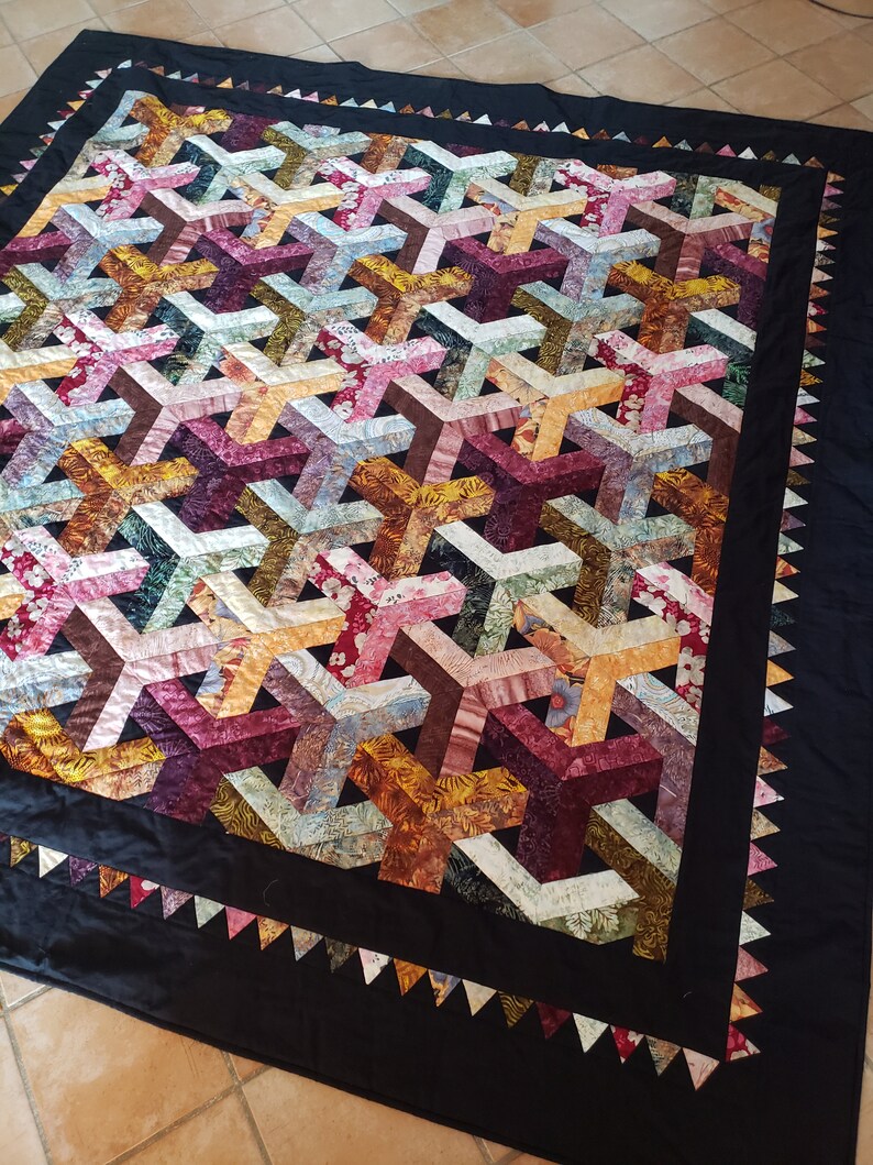 Escher Quilt, Double Quilt Made With Artisanal Patchwork Technique ...