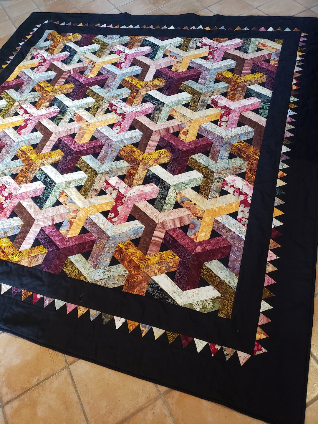 Escher Quilt, Double Quilt Made With Artisanal Patchwork Technique ...