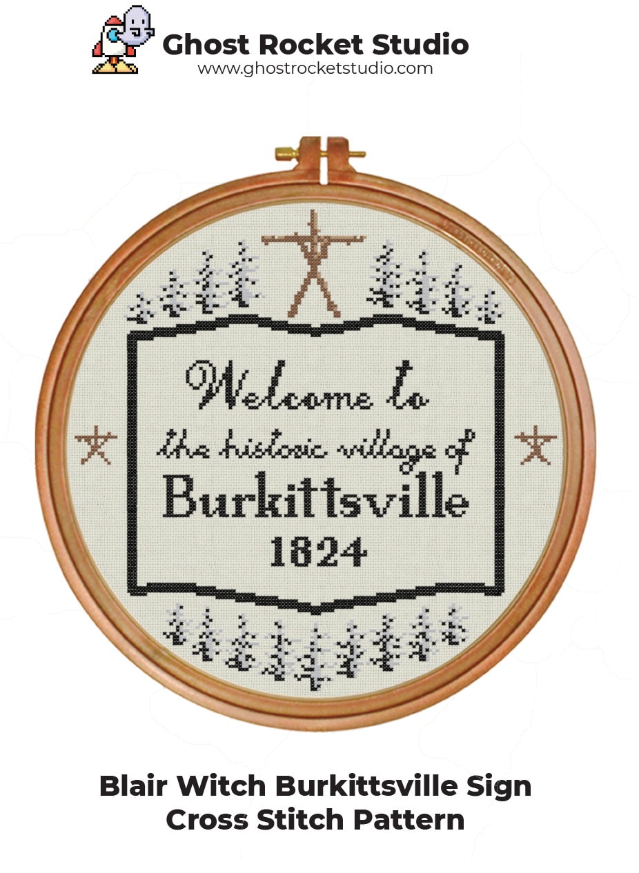 Burkittsville Village Sign Blair Witch Cross Stitch Pattern - Etsy