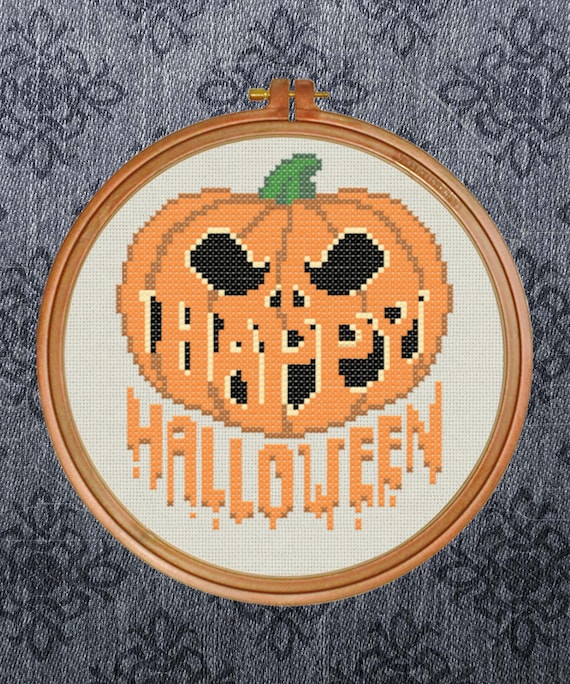 Halloween Pumpkin Cross Stitch Pattern | Etsy