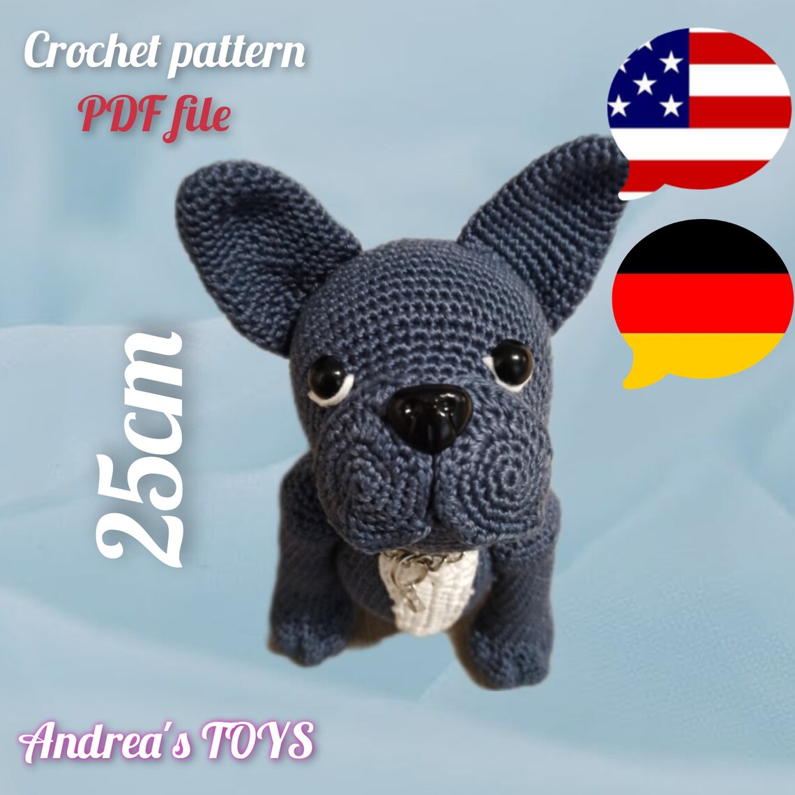 Dió Crochet Pattern French Bulldog Dog Amigurumi Francia - Etsy Canada