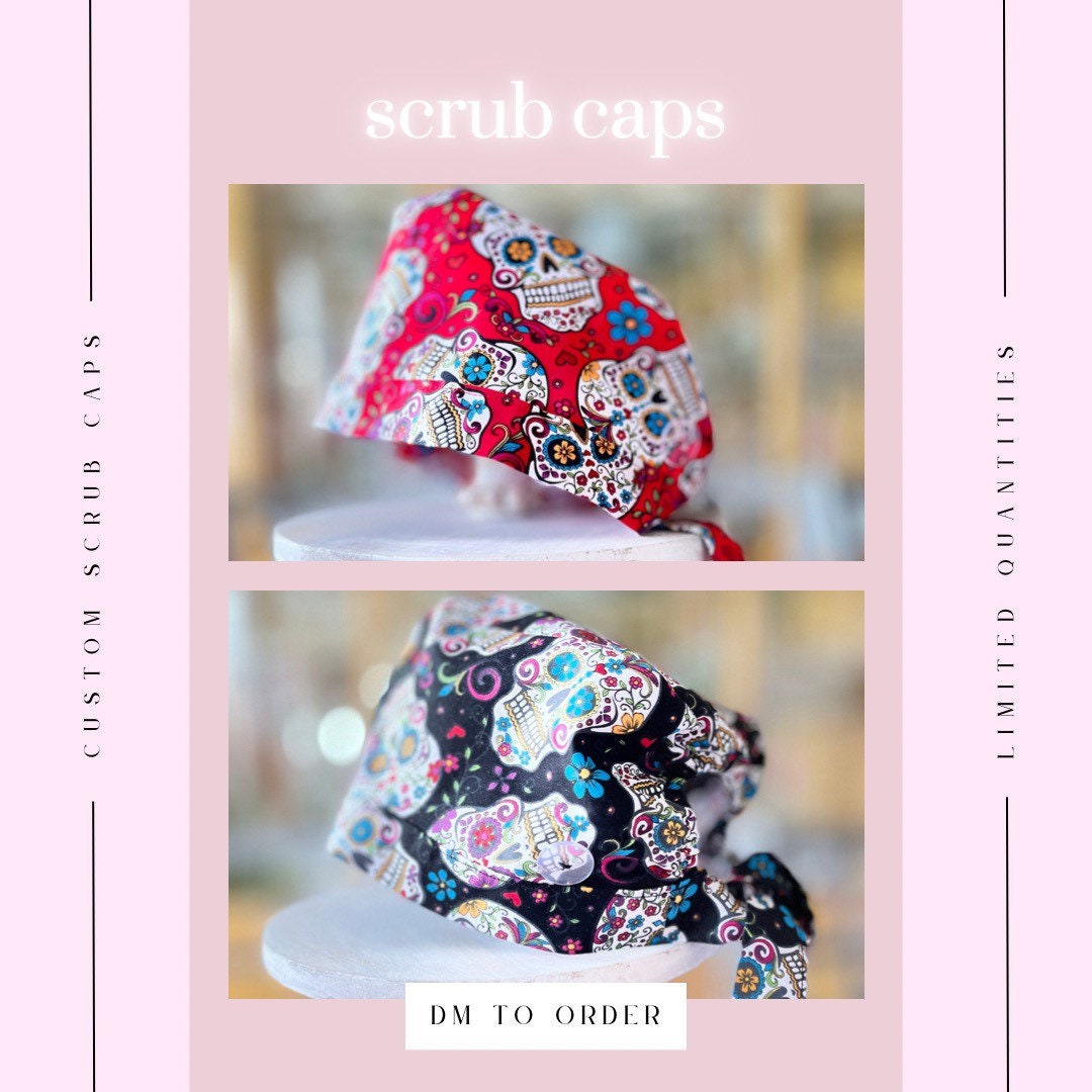 Handmade Skull Scrub Cap With Buttons: Healthcare, Dental Gift - Etsy