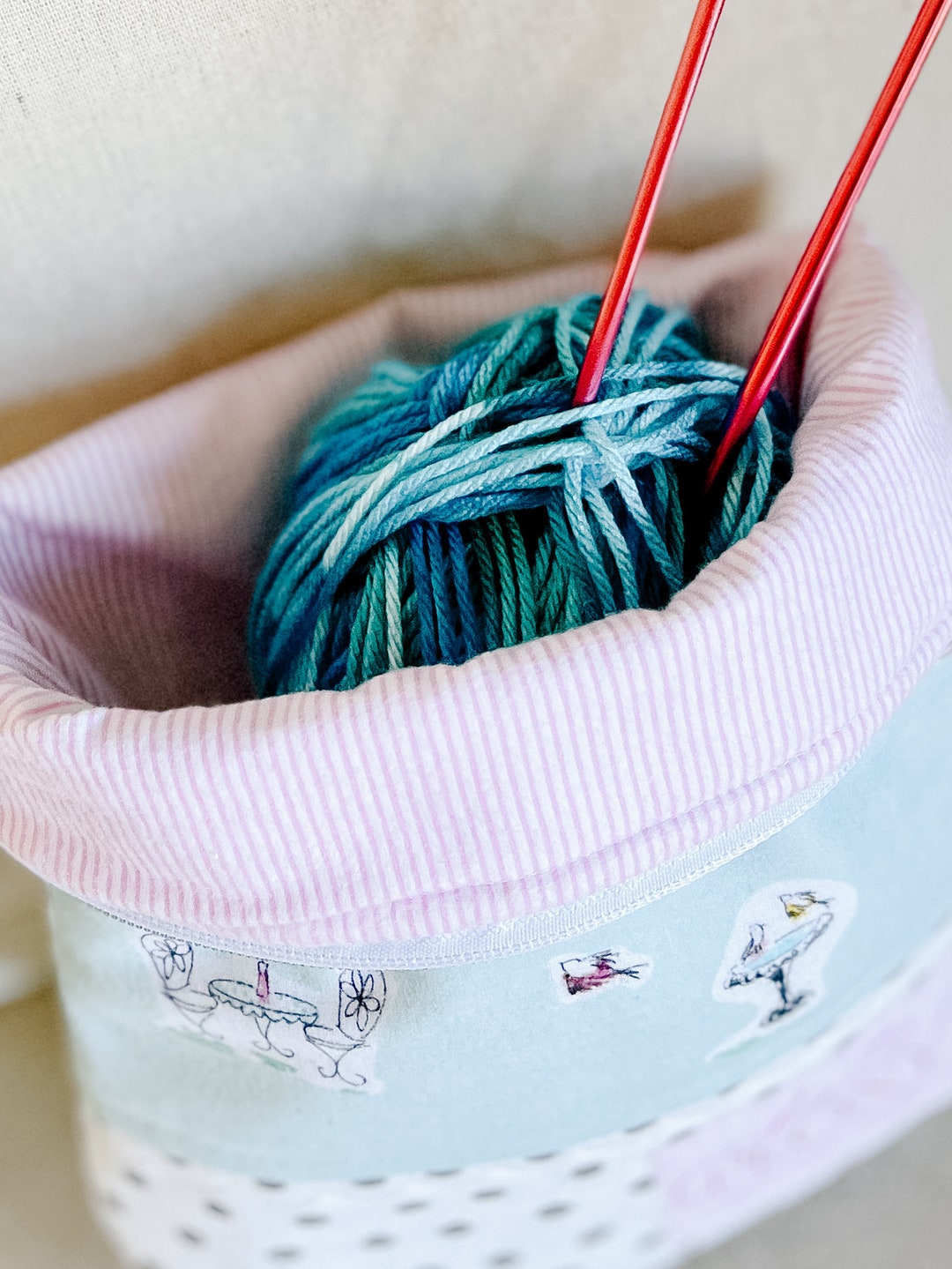 Handmade Paris Eiffel Tower Project Bag, Knitting, Crochet, Craft ...