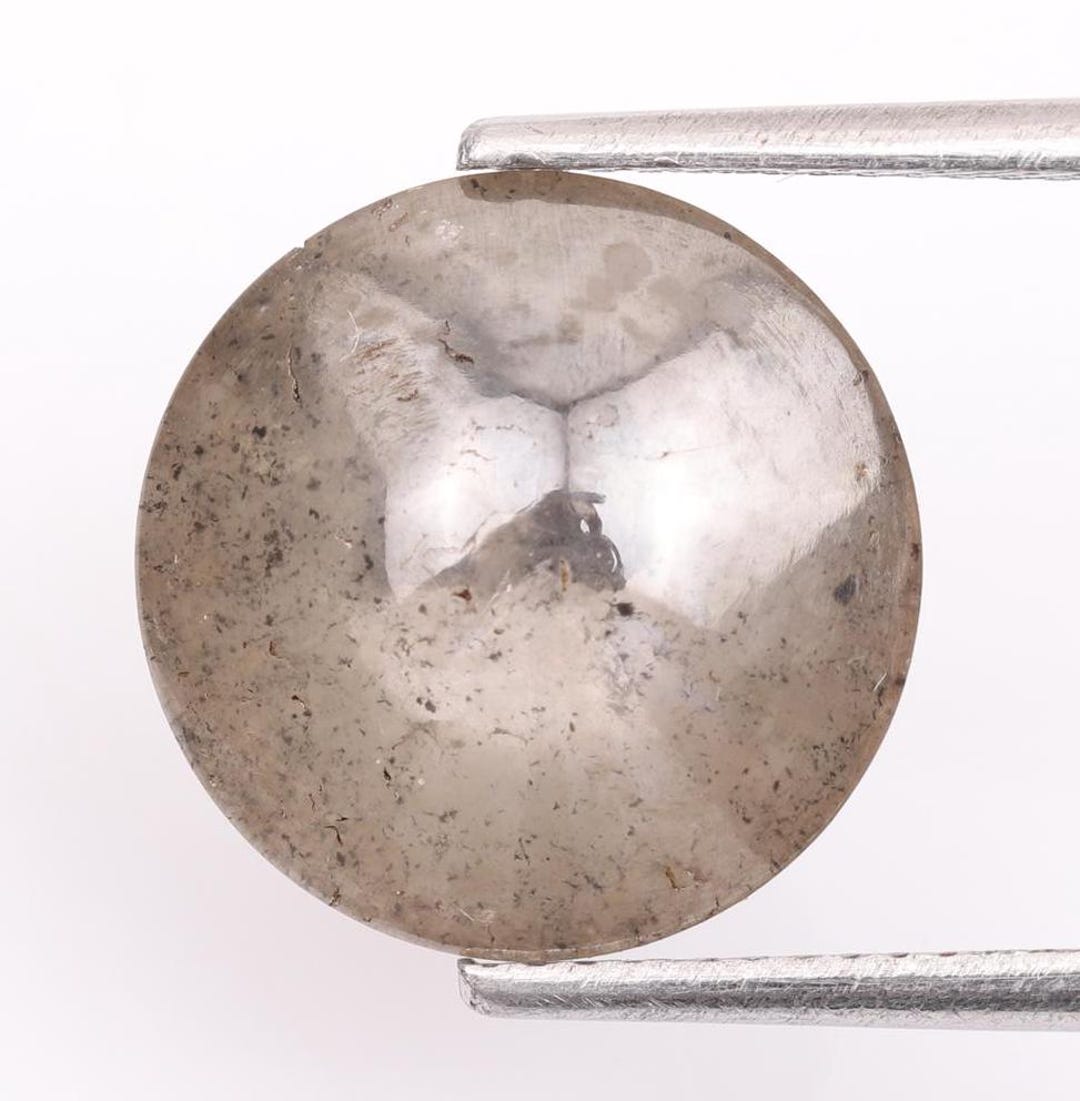 7.30 CT, Salt and Pepper Round Cabochon Diamond, Natural Loose Round ...
