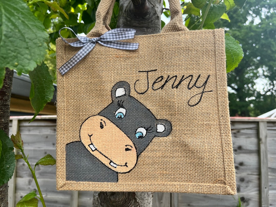 Personalised Hippo Jute Bag. Great Hippo Gift for Any - Etsy