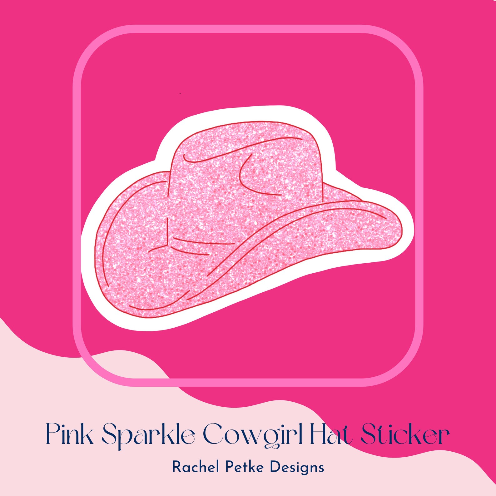 Pink Sparkle Cowgirl Hat Sticker - Etsy