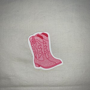 Pink Sparkle Cowgirl Boot Sticker - Etsy