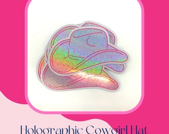 Pink Sparkle Cowgirl Hat Sticker | Etsy