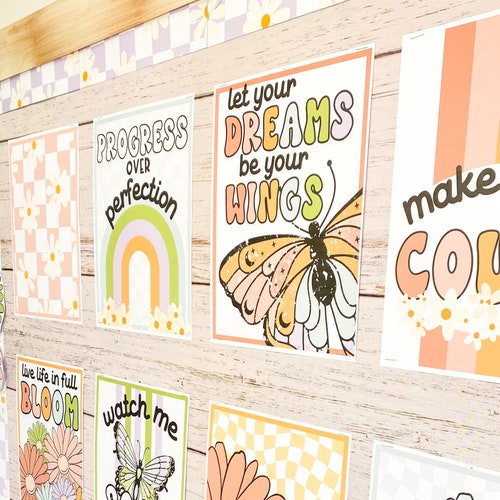 Retro Spring Themed Printable Classroom Decor Bundle With - Etsy