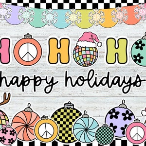 Holly Jolly Retro Ornament Bulletin Board Set or Door Decor for ...