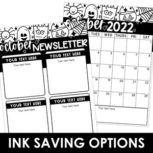 Printable Halloween Themed Class Newsletter and Calendar Templates ...