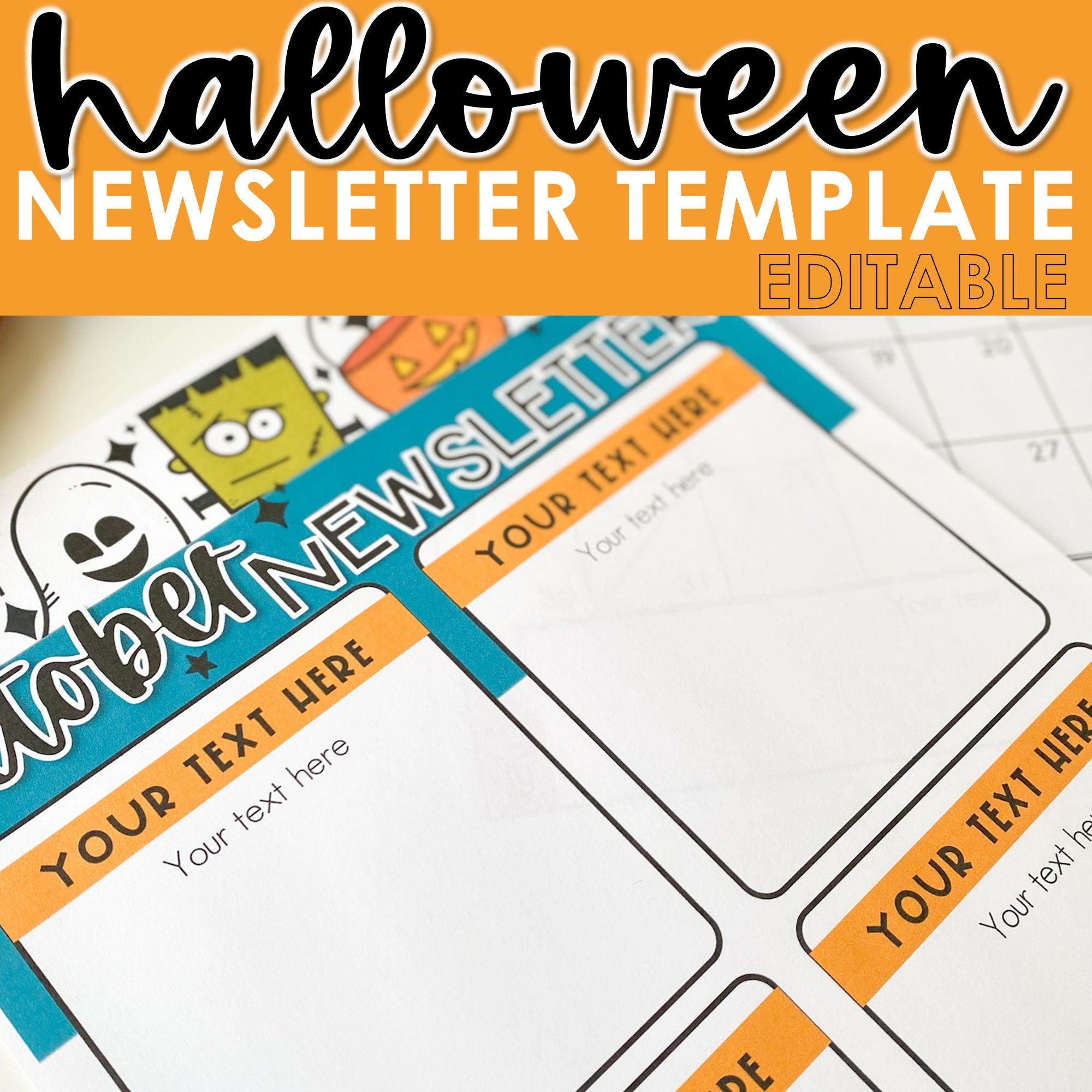 Printable Halloween Themed Class Newsletter and Calendar Templates ...