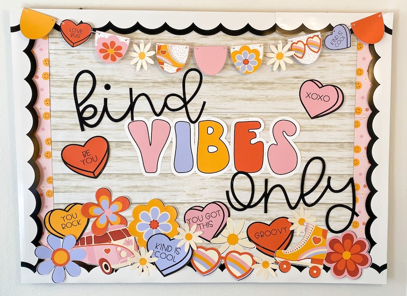 Groovy Retro Valentine's Day Themed Printable Bulletin Board Set or ...