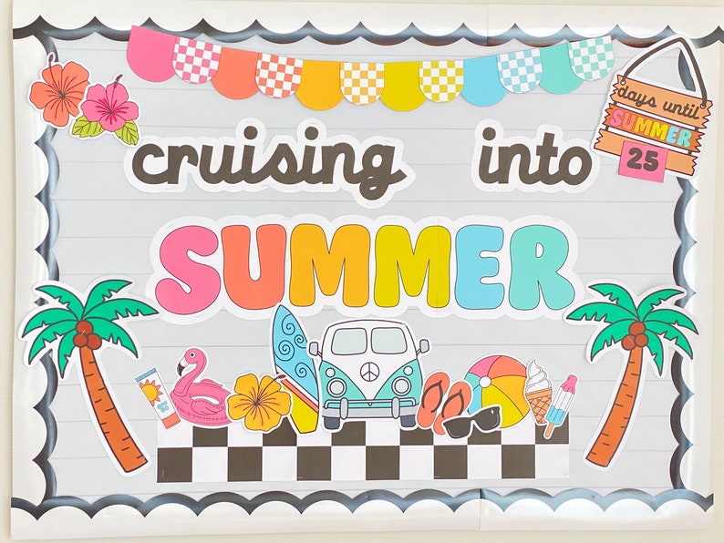 Retro Beach Themed Printable Bulletin Board or Door Display - Etsy