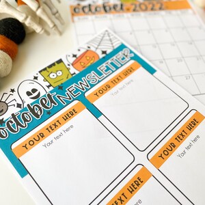 Printable Halloween Themed Class Newsletter and Calendar Templates ...