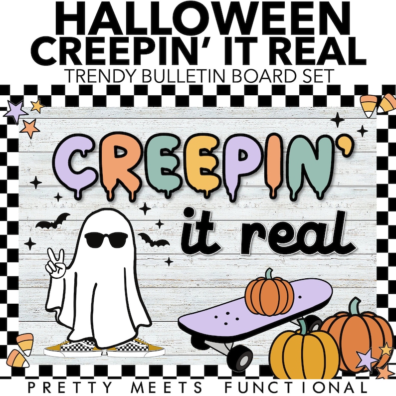 Retro Halloween Bulletin Board Set: Ghost & Pumpkins Classroom Decor ...
