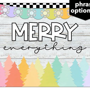 Merry & Bright Winter Holiday Trees Bulletin Board Set or Door Decor ...