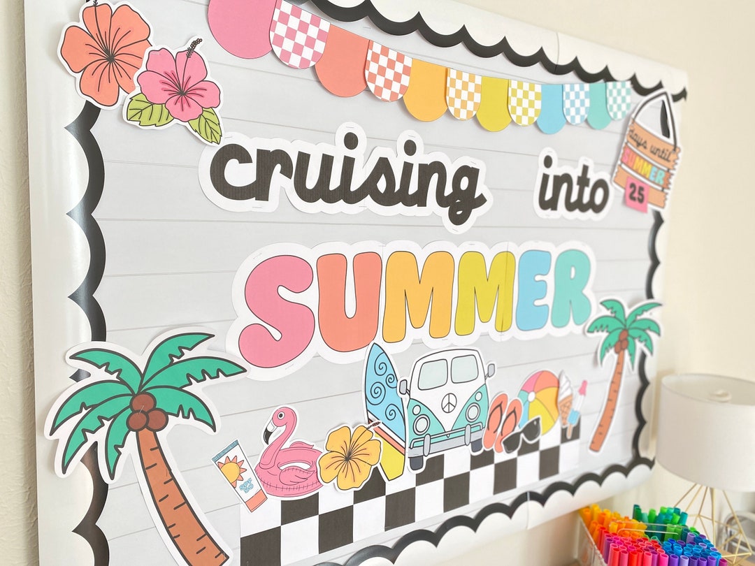 Retro Beach Classroom Bulletin Board Set: Summer Countdown (PDF) - Etsy