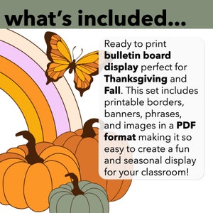 Fall Classroom Bulletin Board Set: Retro Pumpkin & Leaves (digital ...