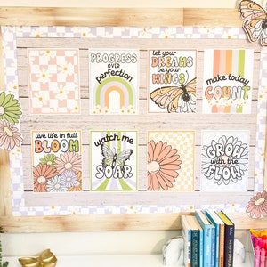 Retro Spring Themed Printable Classroom Decor Bundle With Bulletin ...