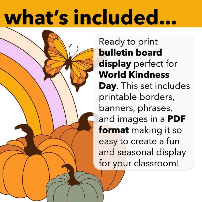 Fall Kindness Bulletin Board Set: Retro Pumpkins & Leaves (PDF) - Etsy ...