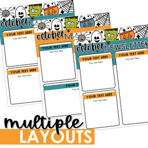 Printable Halloween Themed Class Newsletter and Calendar Templates ...