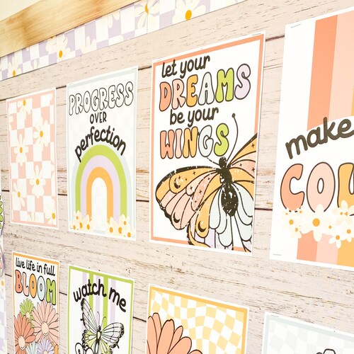 Retro Spring Themed Printable Decorative Posters for Bulletin - Etsy