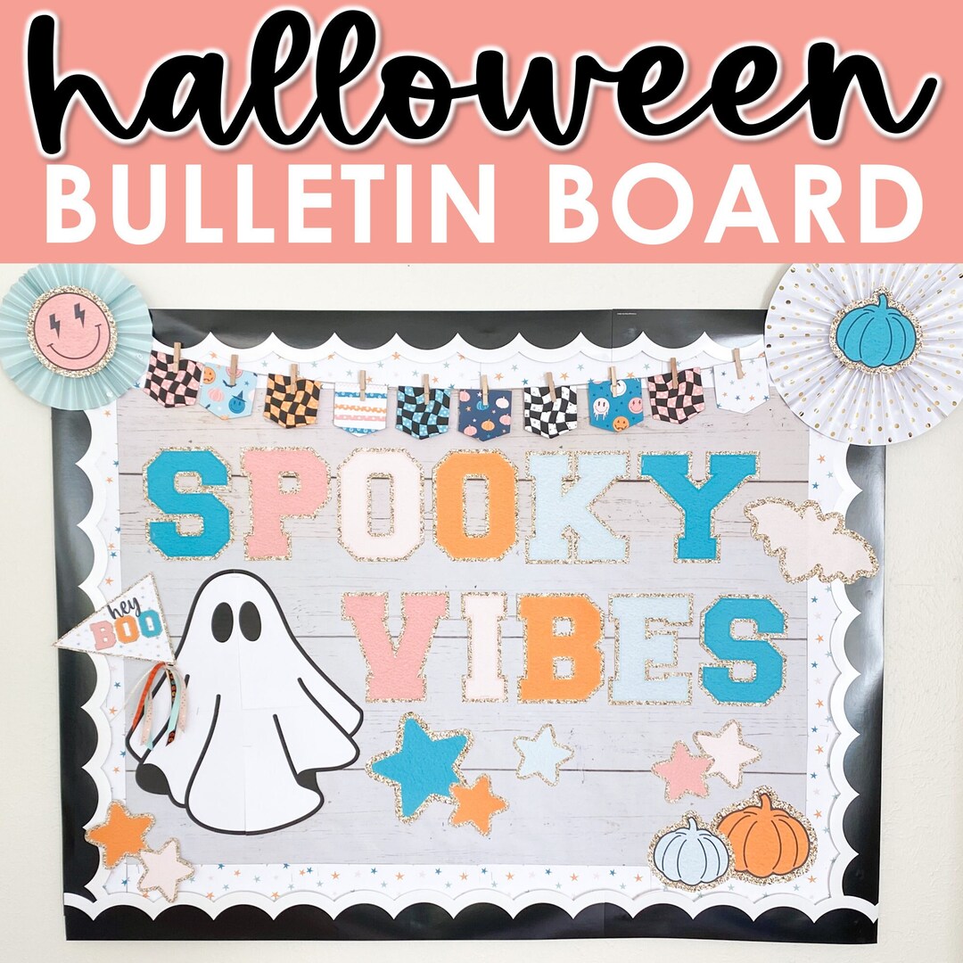 Printable Spooky Vibes Halloween Bulletin Board Set With Letters ...