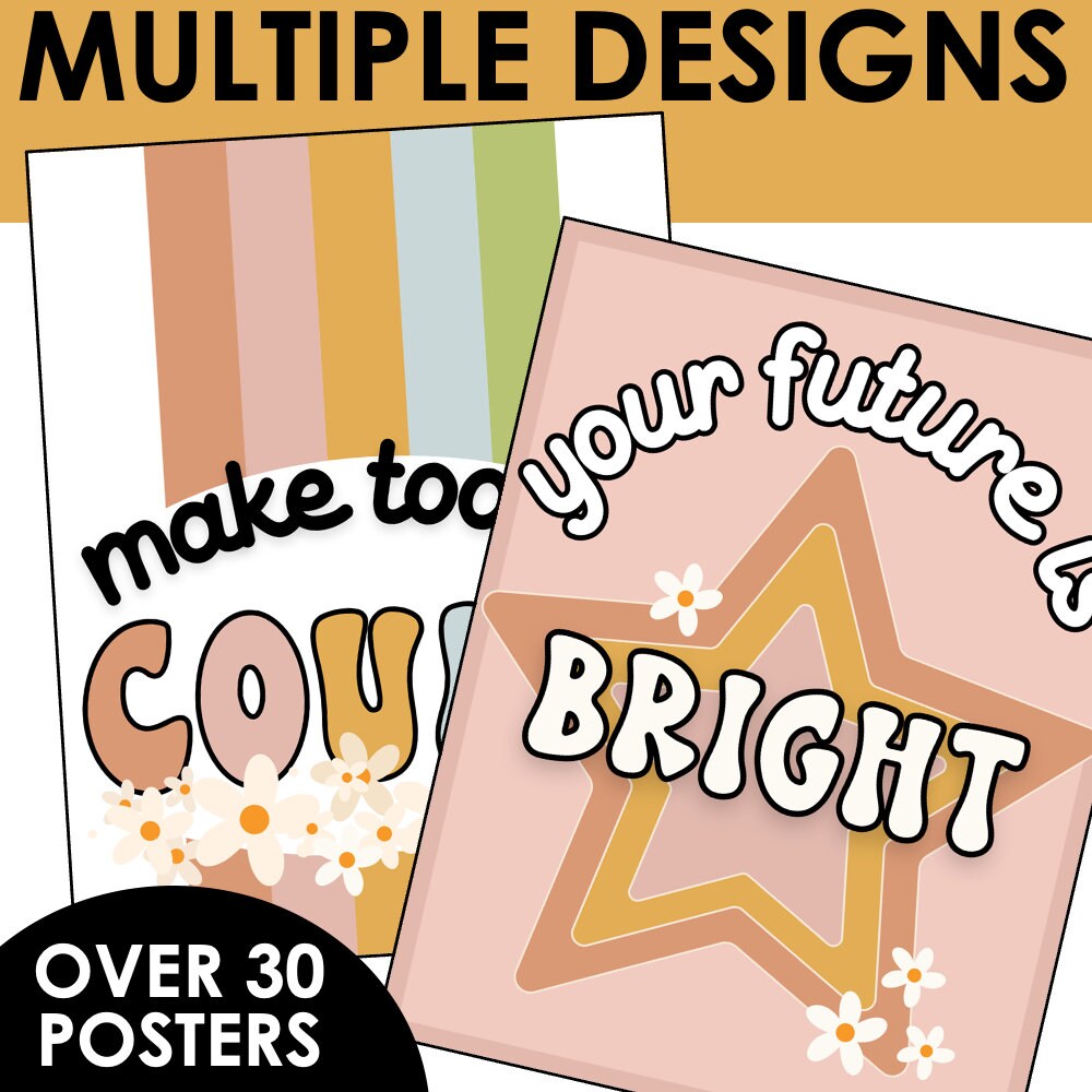 Retro Spring Themed Printable Decorative Posters for Bulletin - Etsy