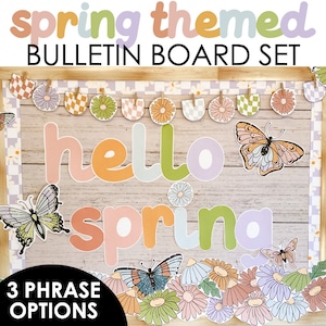 Retro Spring Bulletin Board Set: Butterfly & Flower Classroom Decor ...